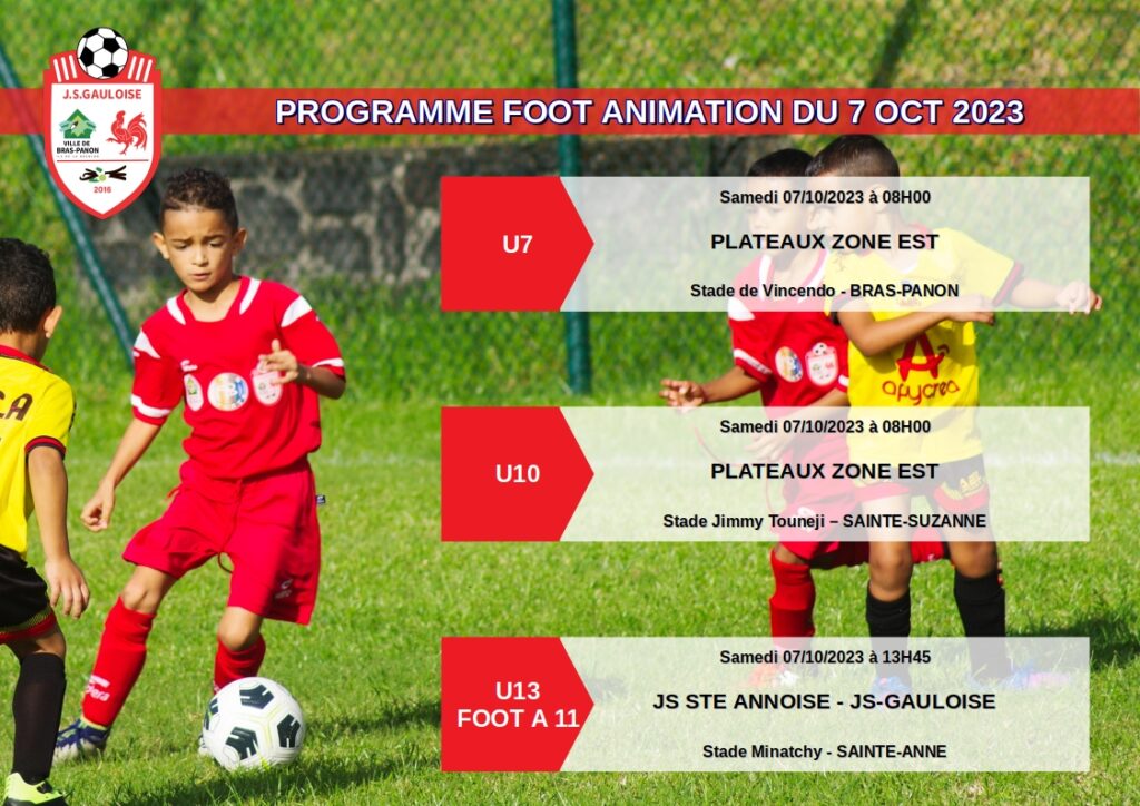 Programme foot animation du 7 octobre 2023 - JS GAULOISE